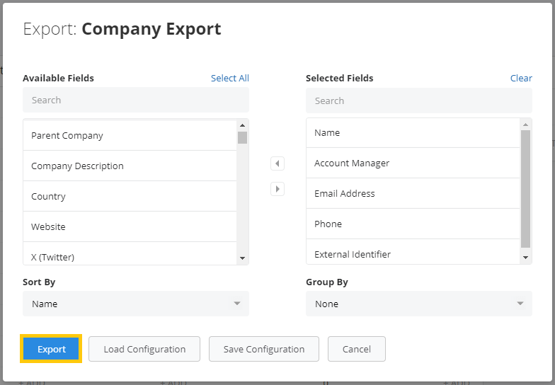 Membrain Help Center - CRM - Exporting Data